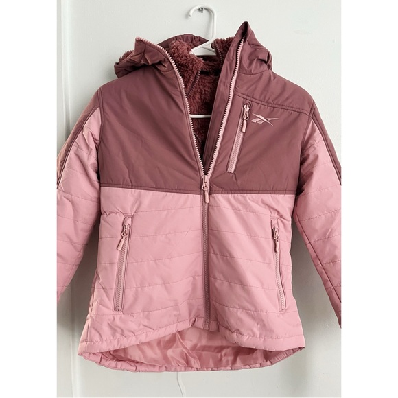 Reebok | Jackets & Coats | Reebok Pink Puffer Jacket With Hood And ...